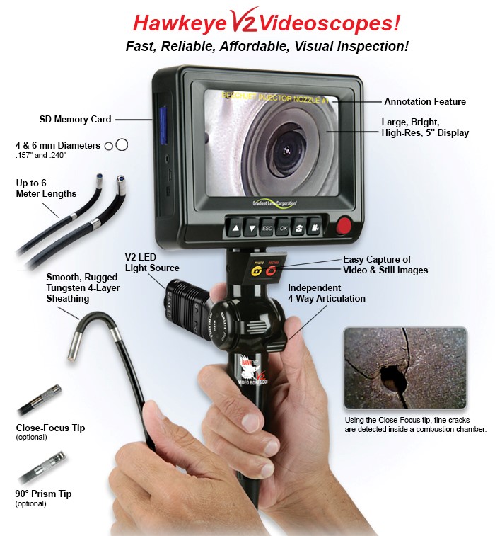 Optimax V2 Flexible Video Borescope Camera with screen